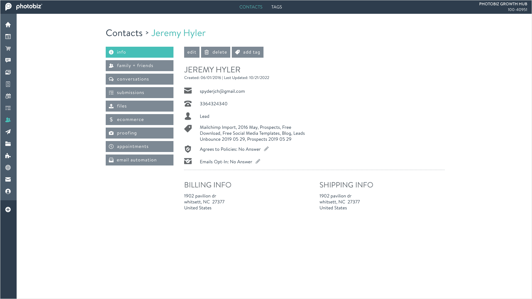 PhotoBiz Contacts Guide - PhotoBiz Growth Hub