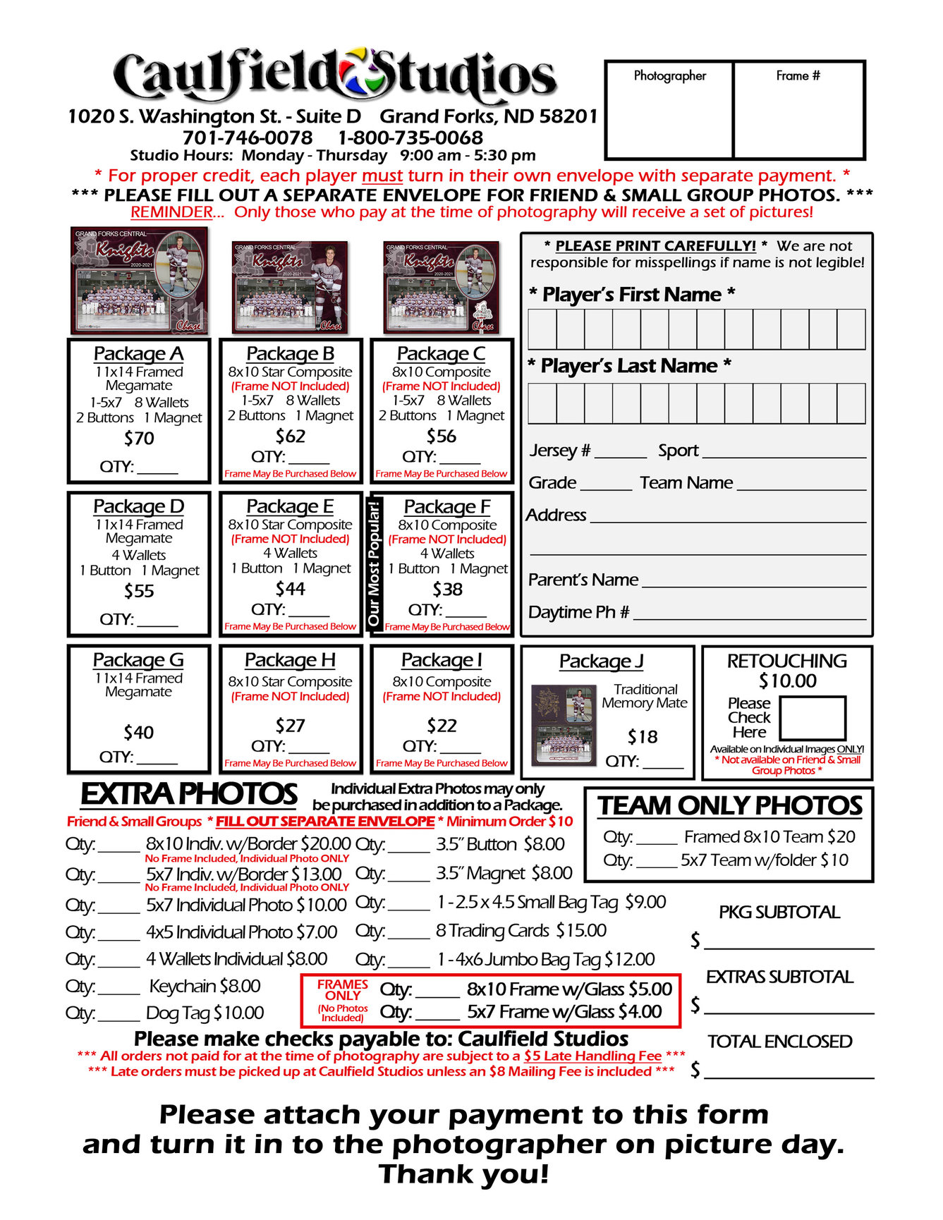 Picture Order Form - Caulfield Studios