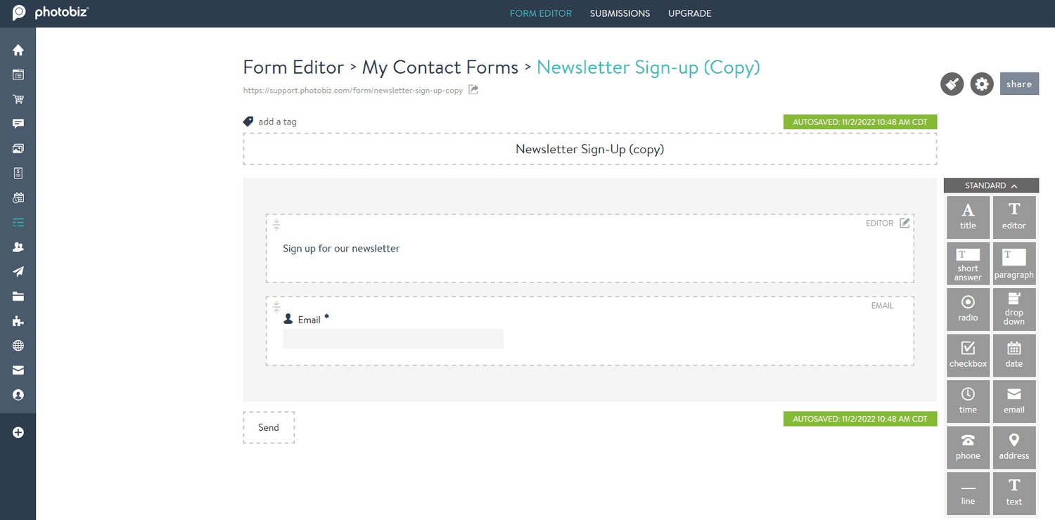 How Do I Set Up A Newsletter Sign Up Form? - PhotoBiz Knowledge Base