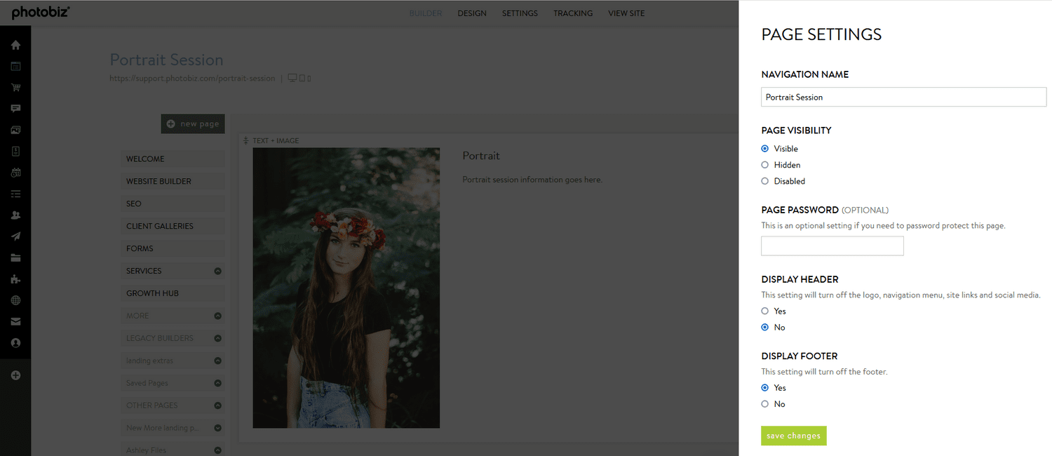 How To Customize Page Settings - PhotoBiz Knowledge Base