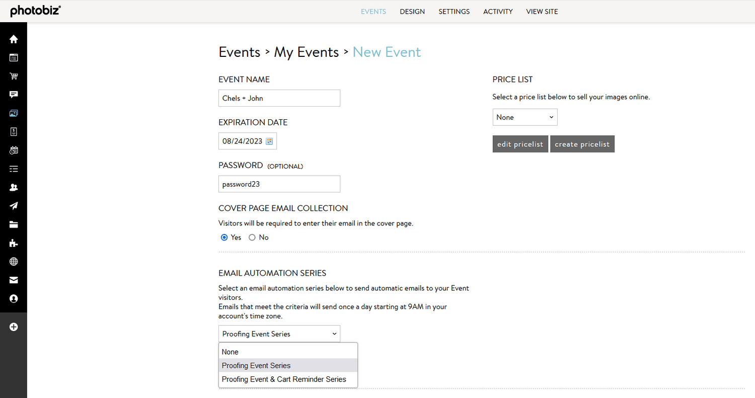 Enabling an Email Series in Client Galleries - PhotoBiz Knowledge Base