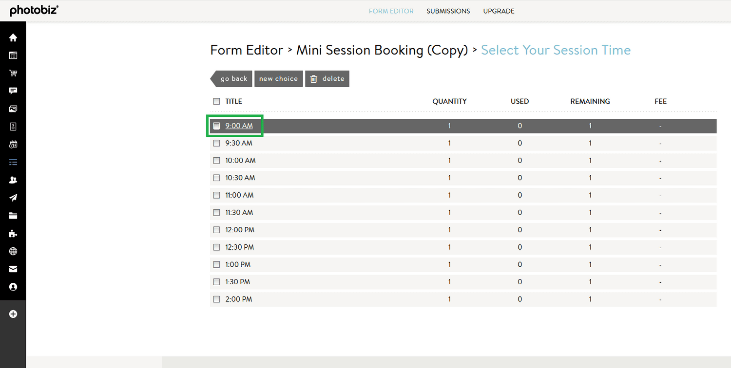 How can I set up a mini-session sign up in the Form Builder? - PhotoBiz ...