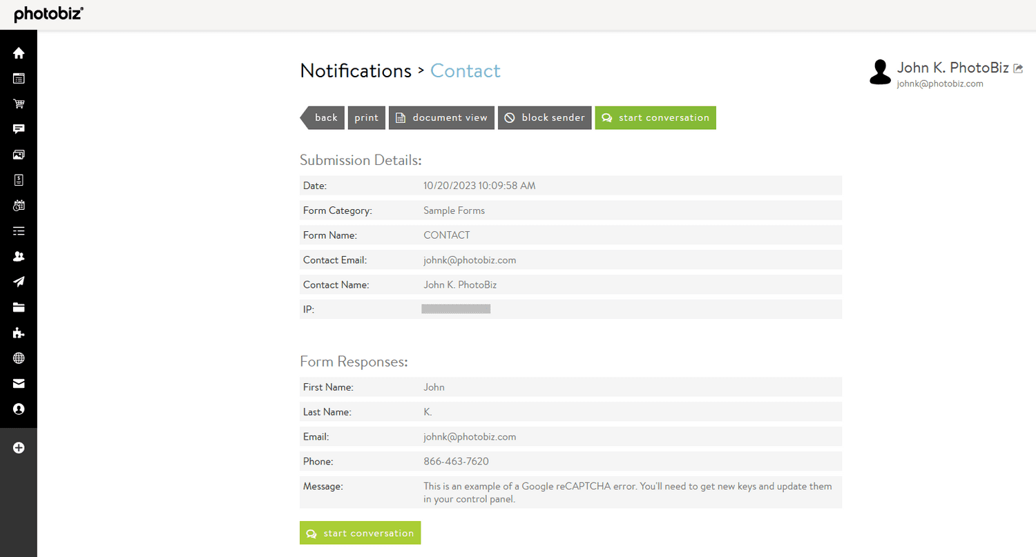Form Submission Details Overview - PhotoBiz Knowledge Base