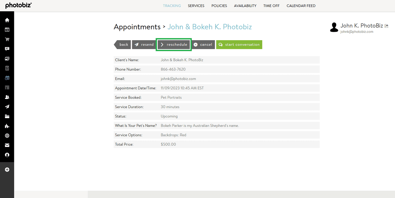 How Can I Reschedule a Client Appointment? - PhotoBiz Knowledge Base