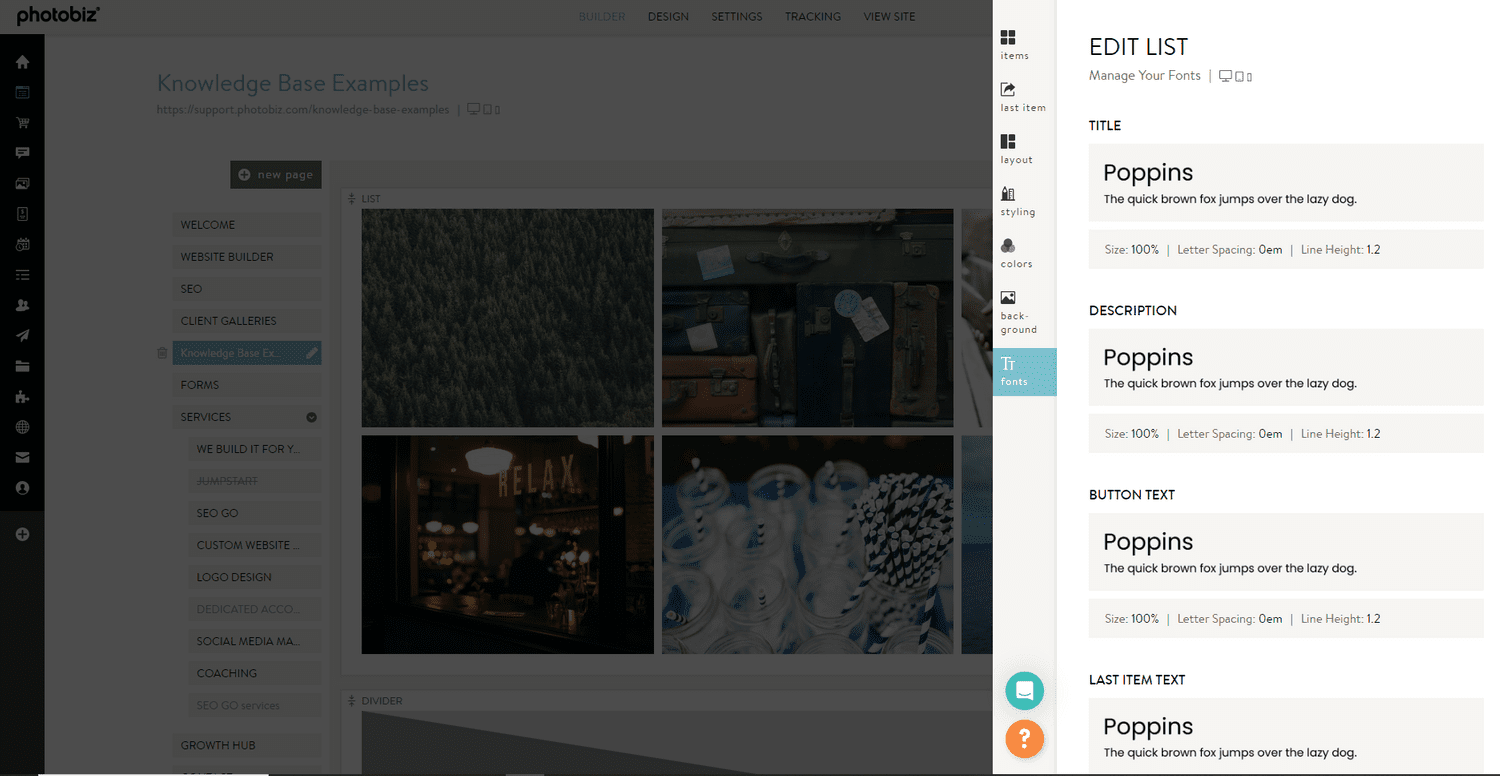 How to Change the Fonts in List Blocks - PhotoBiz Knowledge Base