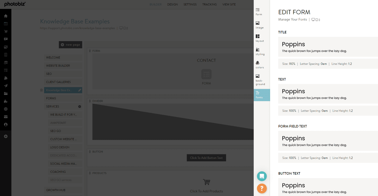 How to Change the Fonts on Form Blocks - PhotoBiz Knowledge Base